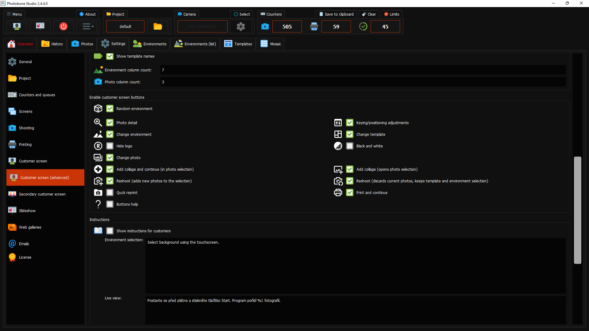 Utility buttons on customer screen – Photobone | Blog